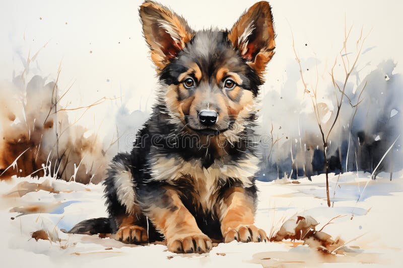 Cute Little German Shepherd Dog Stock Illustration - Illustration of ...