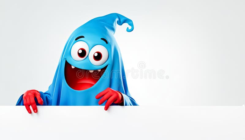 Cute Little Ghost with Copy Space Stock Illustration - Illustration of ...