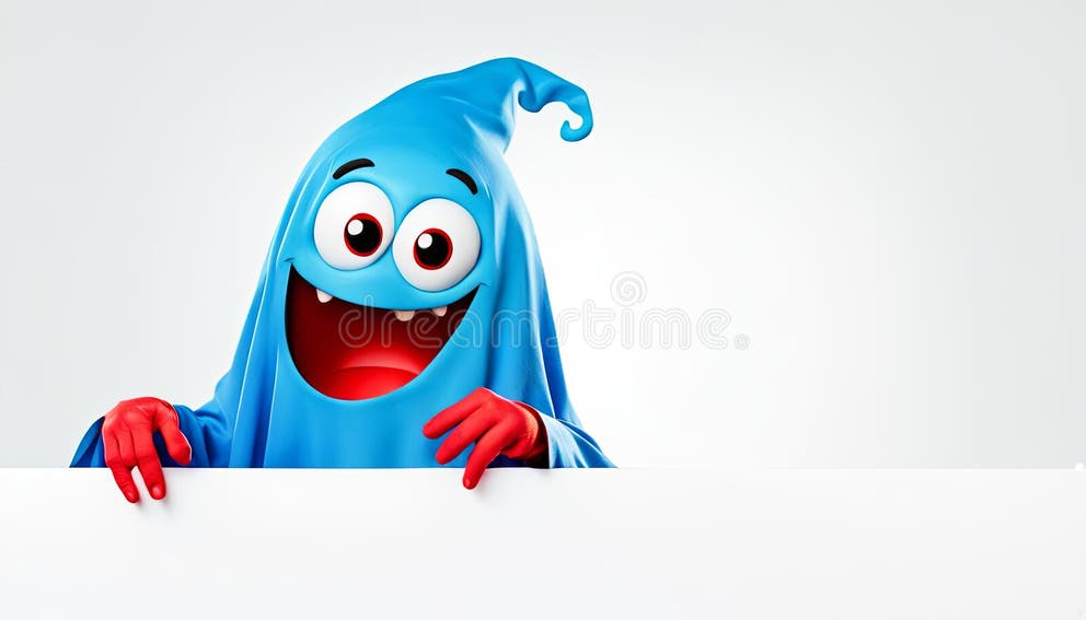 Cute Little Ghost with Copy Space Stock Illustration - Illustration of ...