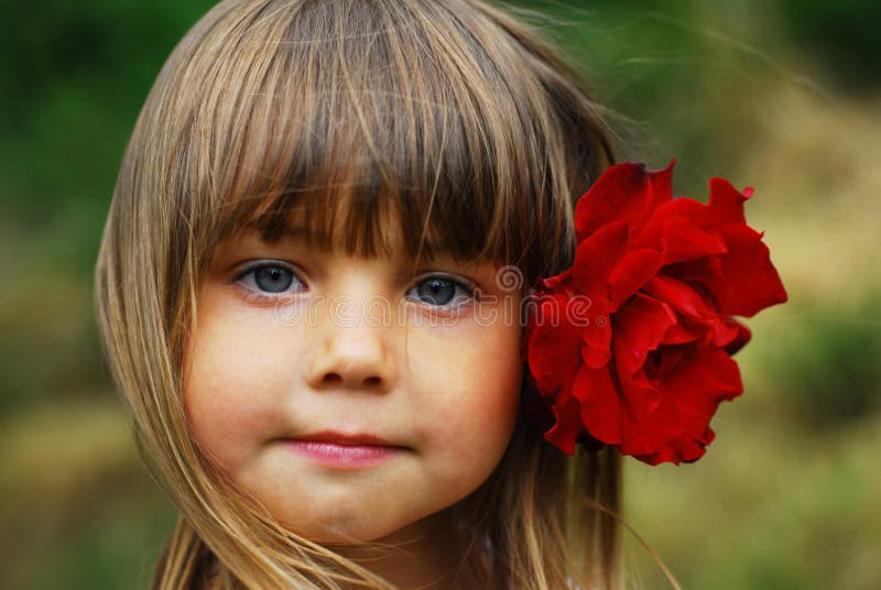 Cute little girl stock photo. Image of beauty, rose, face - 6410858