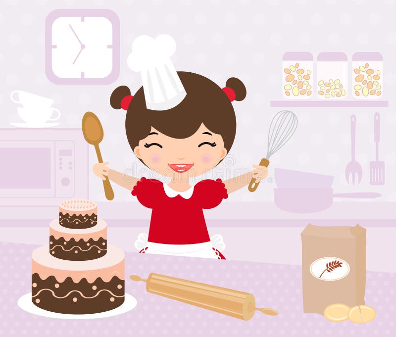 Cute little girl baking stock vector. Illustration of housewife - 23594189