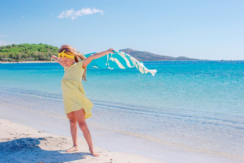 Cute Little Girl at Beach during Summer Vacation Stock Image - Image of ...