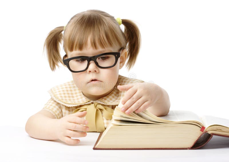 Cute Little Girl with Book, Back To School Stock Image - Image of ...