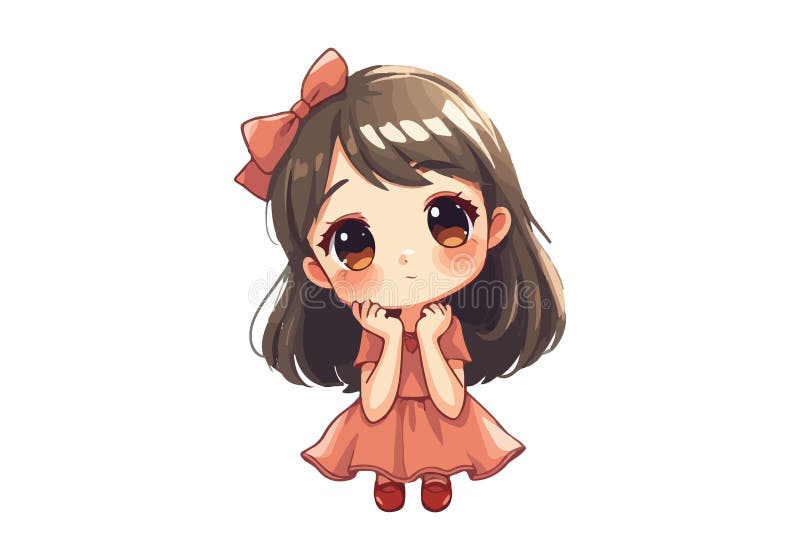 Cute Little Girl Cartoon Vector Illustration. Stock Vector ...