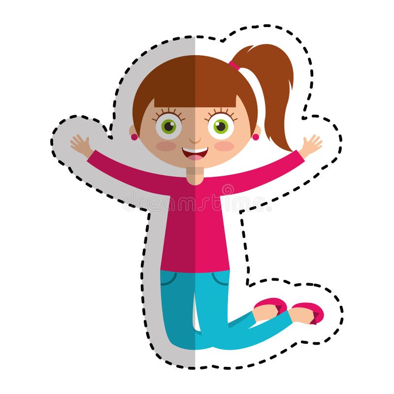 Cute little girl character stock illustration. Illustration of adorable ...