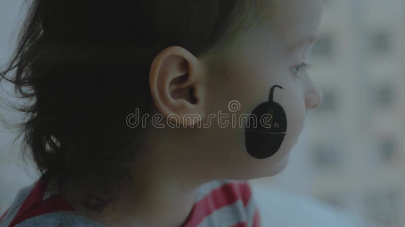 Cute Little Girl with Computer Mouse Painting on Her Face. Computers ...