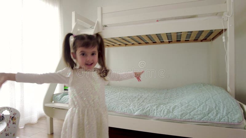 Cute Little Girl Dancing and Having Fun at Home Stock Footage - Video ...