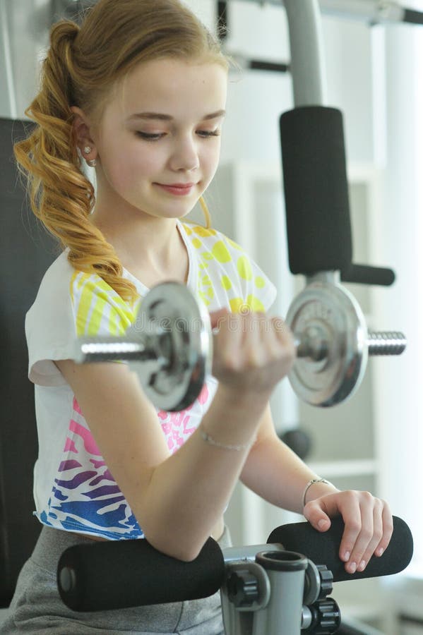 Cute Little Girl Doing Exercises Stock Image - Image of life, sport ...