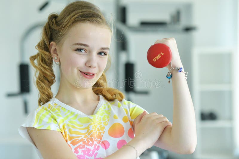 Cute Little Girl Doing Exercises Stock Image - Image of exercises, girl ...