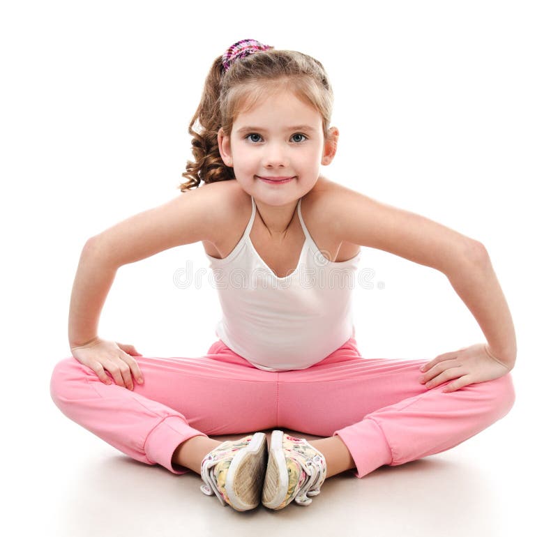 Cute Little Girl Doing Gymnastic Exercise Stock Photo - Image of ...
