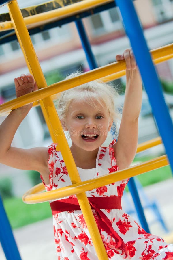 Cute Little Girl Having Fun. Stock Image - Image of life, outdoors ...