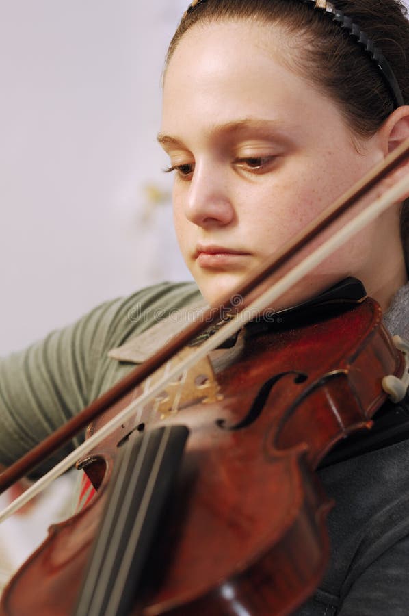 Cute Little Girl Learn Viola Lesson Stock Photo - Image of hold ...
