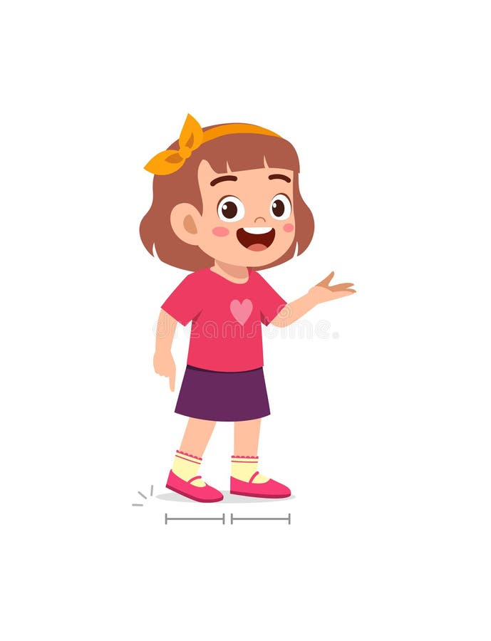 Cute Little Girl Measure Length Using Foot Step Stock Vector ...