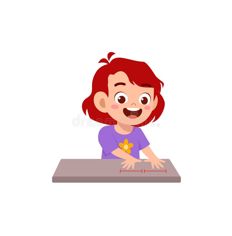 Cute Little Girl Measure Length Using Hand Span Stock Vector ...