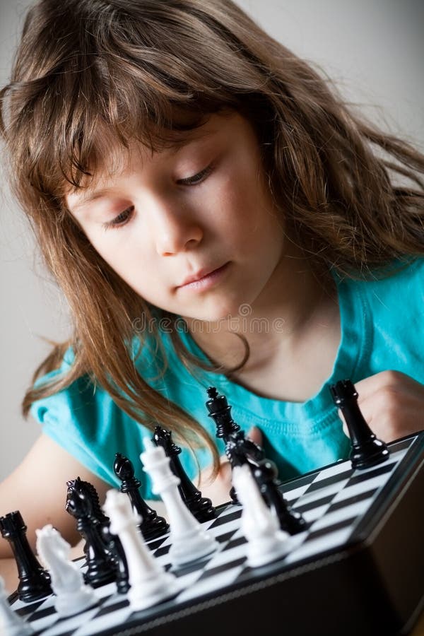 Girl playing chess stock image. Image of strategy, caucasian - 29912935