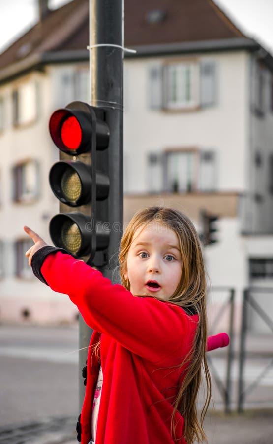 Cute Little Girl Posing Small Traffic Light Stock Photos - Free ...