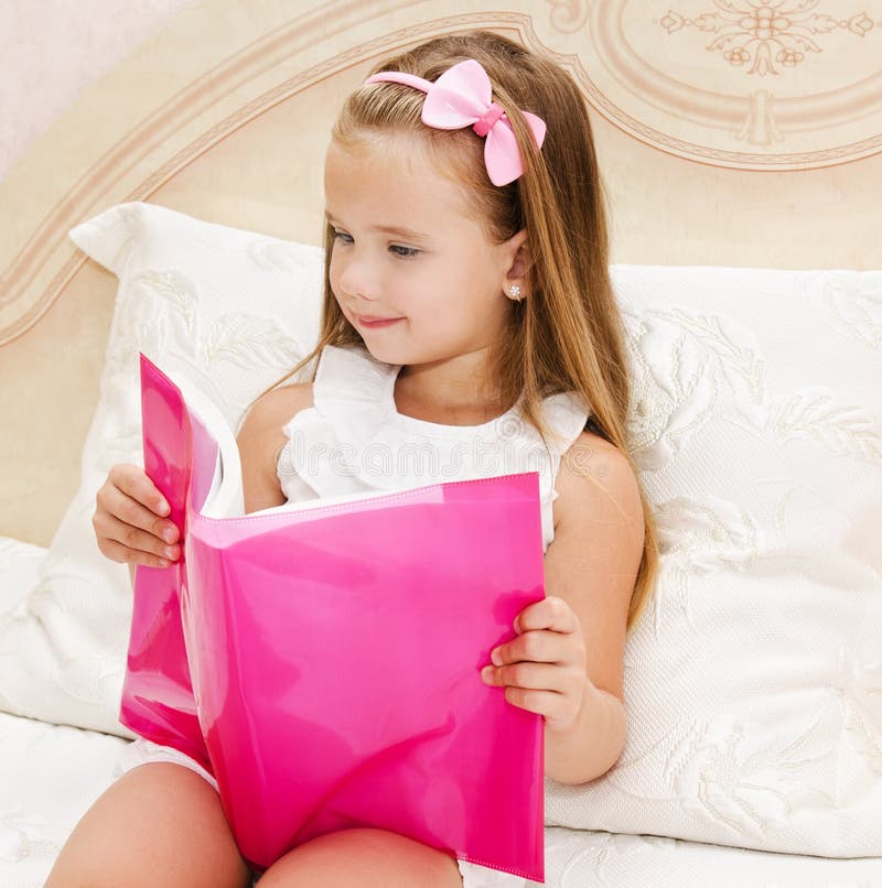 Cute Little Girl Reading a Book Stock Photo - Image of adorable, little ...