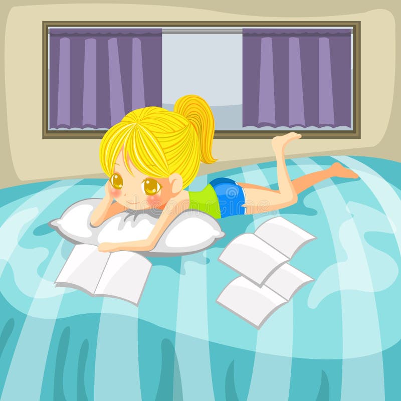 Reading Books In Bed Cartoon