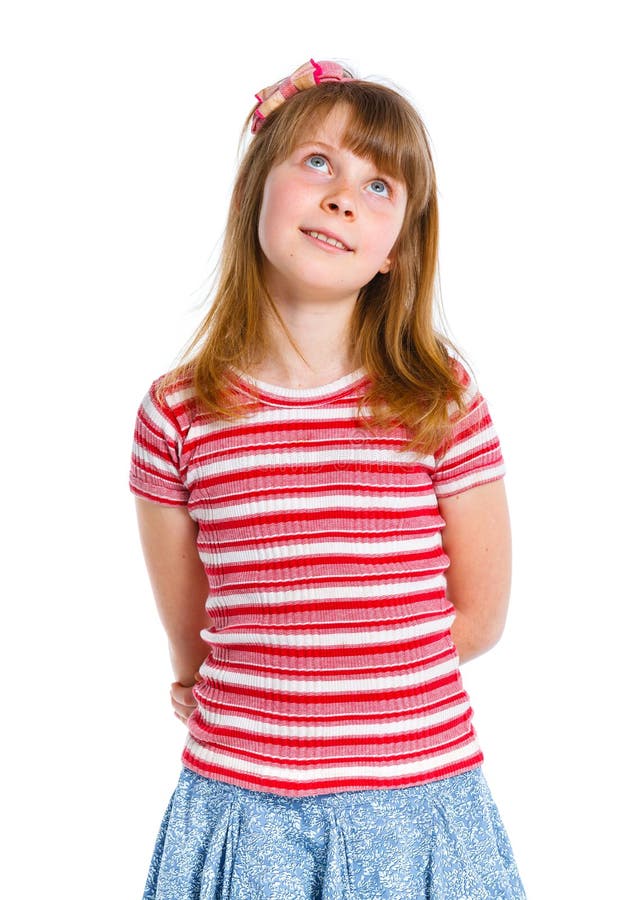 Cute Little Girl in Red Clothes Stock Photo - Image of happiness, hair ...