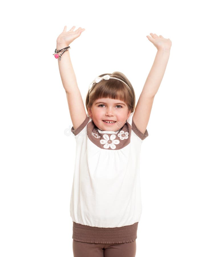 Girl with rised hands stock photo. Image of caucasian - 78246724