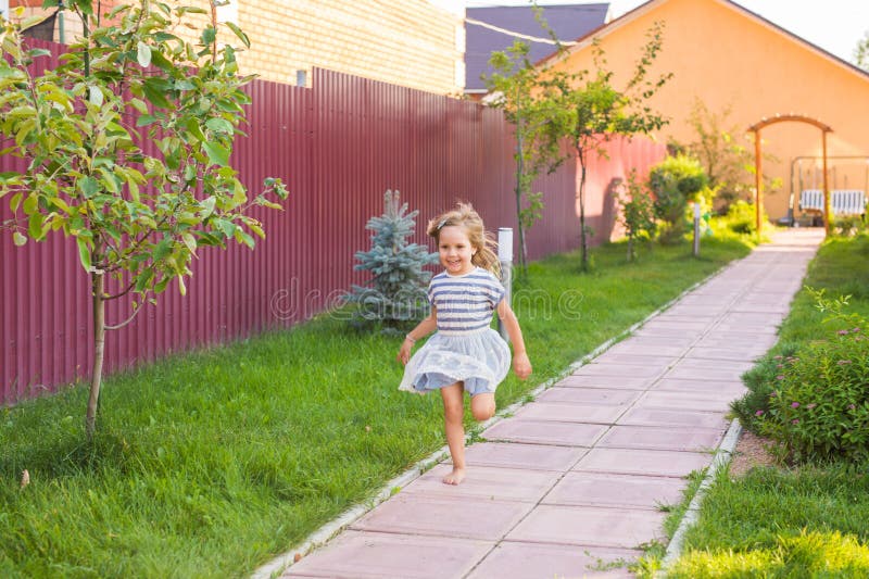 Cute little girl run stock photo. Image of human, caucasian - 93934986