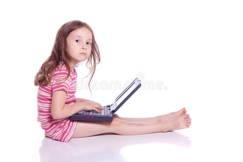 Cute girl with a laptop stock photo. Image of sitting - 29851072