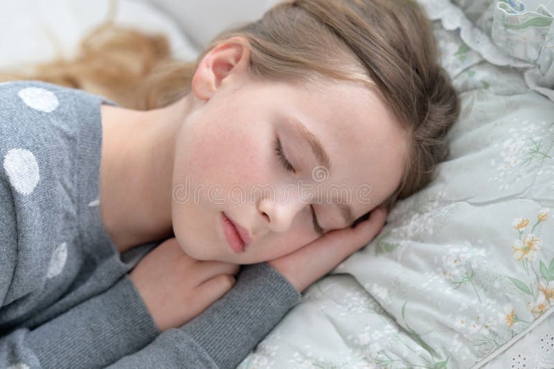 Cute little girl sleeping stock image. Image of morning - 76503663