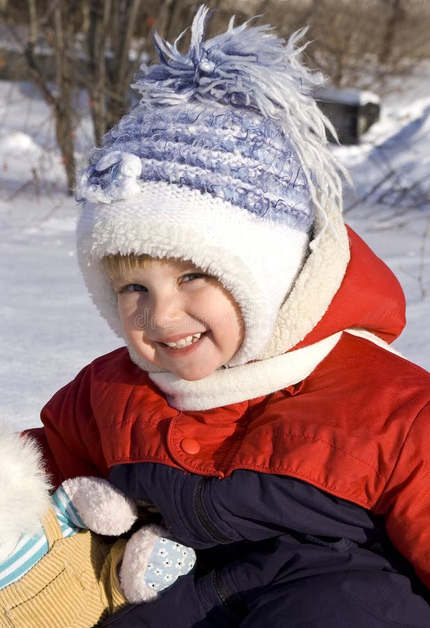 Crying baby on the snow stock image. Image of girl, emotion - 4887151