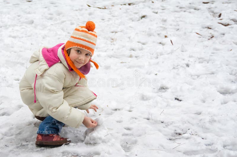 Cute Little Girl in the Snow Stock Photo - Image of excitement ...