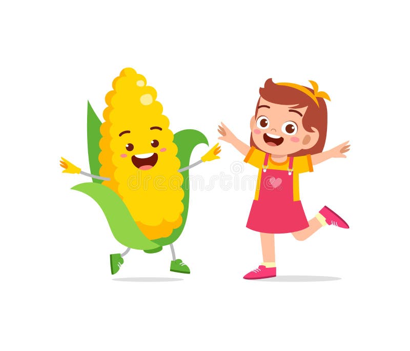 Girl Corn Cob Cartoon Character Stock Vector - Illustration of ...
