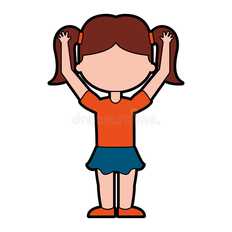 Cute Little Girl Student with Hands Up Stock Vector - Illustration of ...