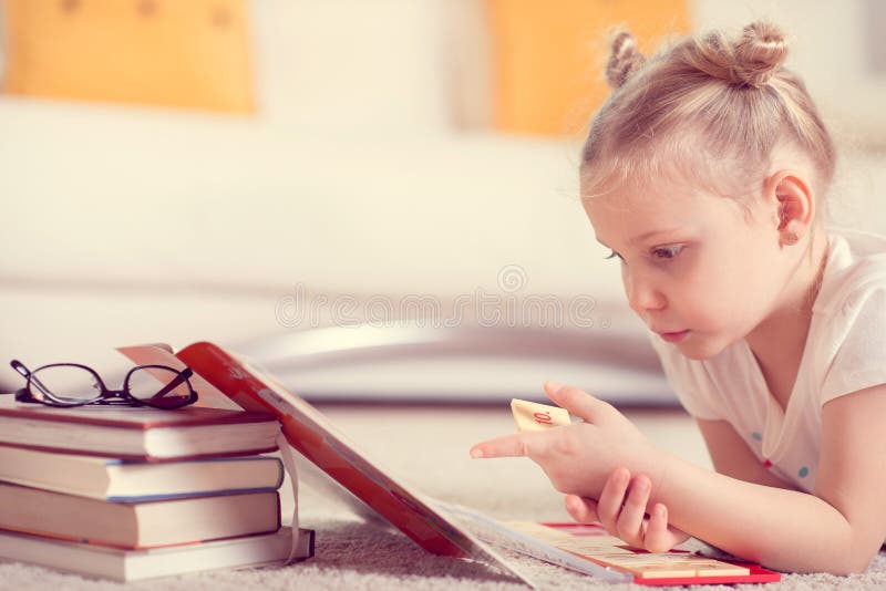 Cute Little Girl Study Mathematics Stock Photo - Image of alternative ...