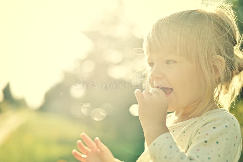 Cute Little Girl in the Sunshine. Stock Image - Image of little, small ...