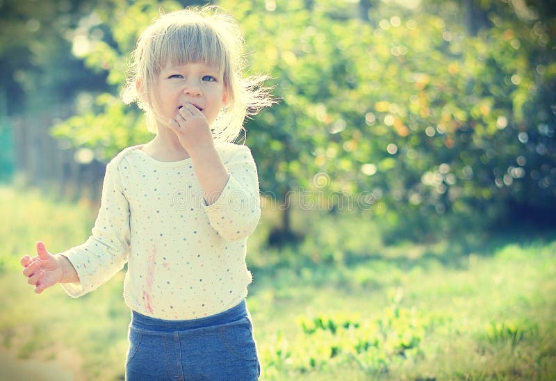 Cute Little Girl in the Sunshine. Stock Photo - Image of girl ...