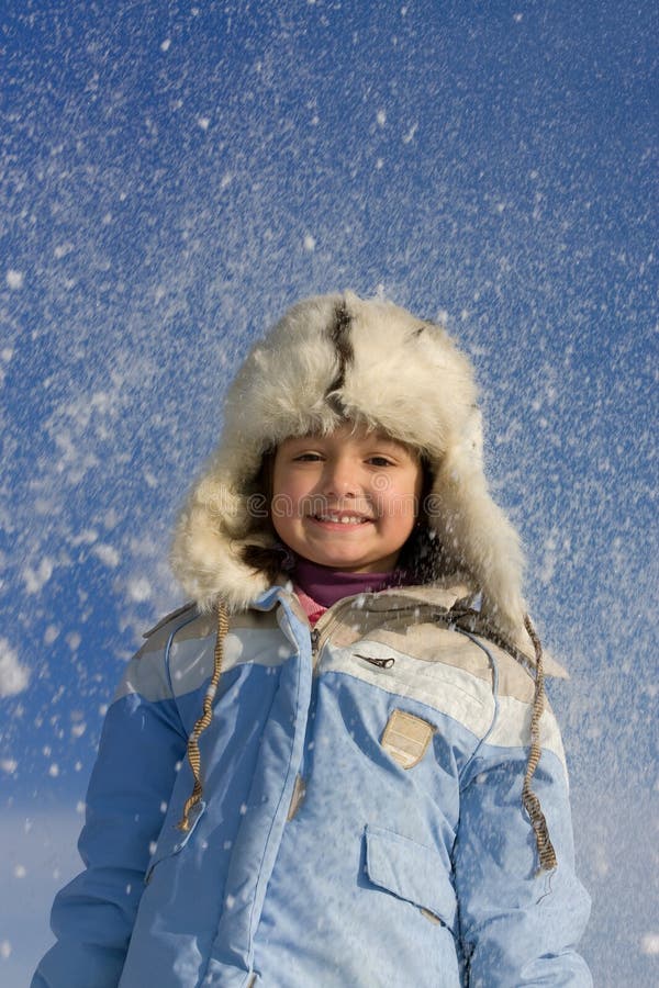 Cute Little Girl Surrounded by Snowflakes Stock Image - Image of ...