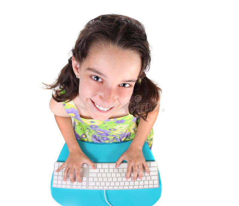 Girl typing on a laptop stock photo. Image of catalog, shoulder - 228406
