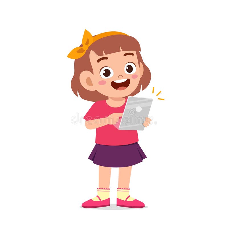 Little Girl Using Laptop Stock Illustrations – 369 Little Girl Using ...