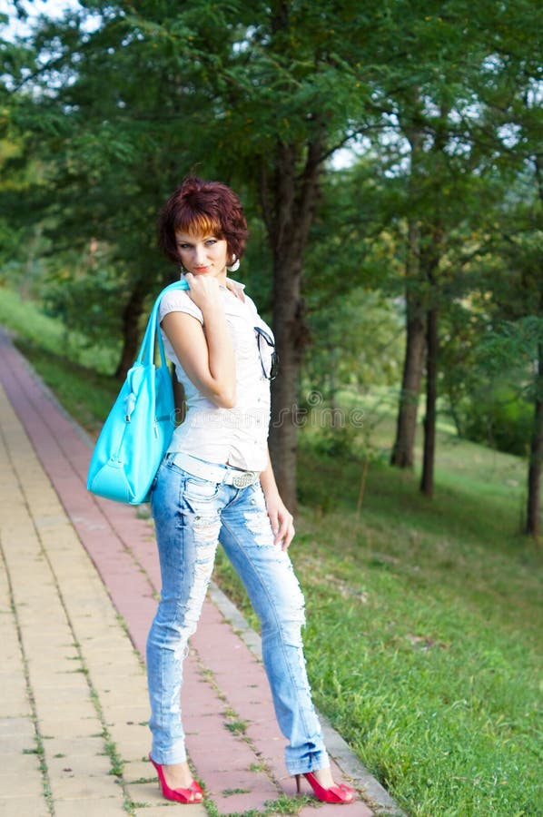 Cute Little Girl on a Walk in the Park Stock Image - Image of natural ...