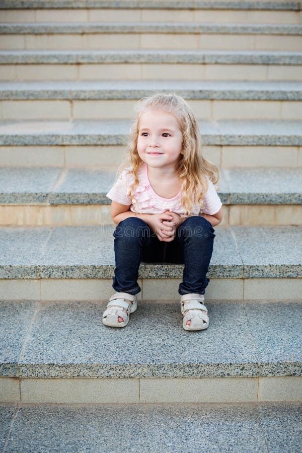 Cute Little Girl for a Walk Stock Image - Image of expression, child ...