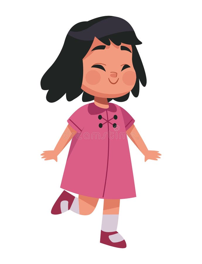 Cute little girl walking stock vector. Illustration of walk - 259135153