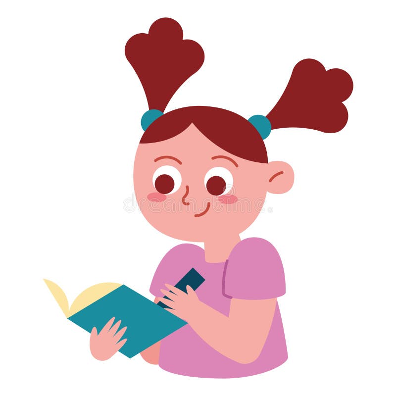 Cute Little Girl Writing on Notebook Stock Illustration - Illustration ...