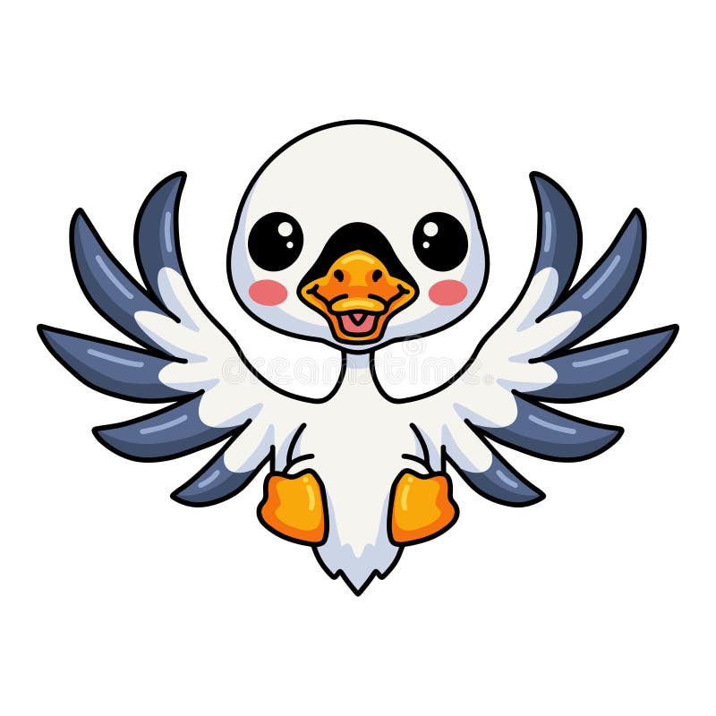 Cute Little Goose Cartoon Flying Stock Vector - Illustration of graphic ...