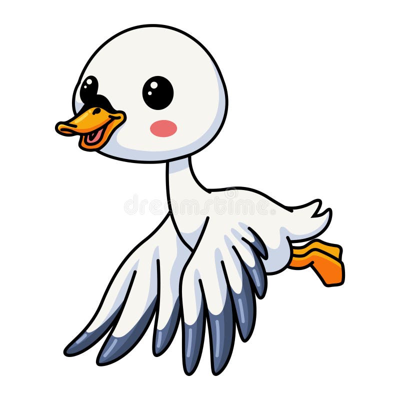 Cute Little Goose Cartoon Flying Stock Vector - Illustration of duck ...