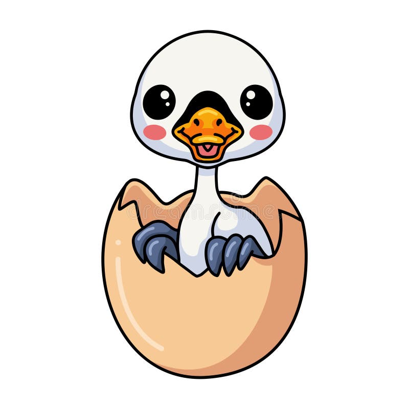 Cute Little Goose Cartoon Hatching from Egg Stock Vector - Illustration ...