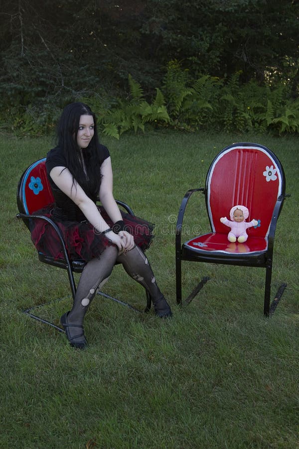 Cute little goth girl stock photo. Image of yard, forest - 16330244