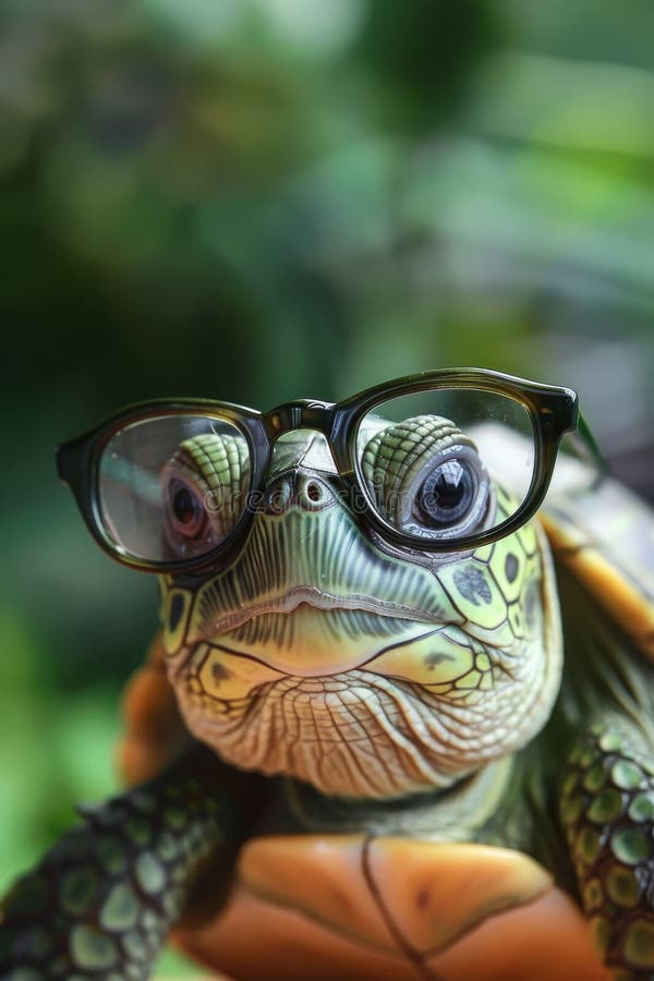 Cute Little Green Turtle with Glasses, Generative AI, Stock ...