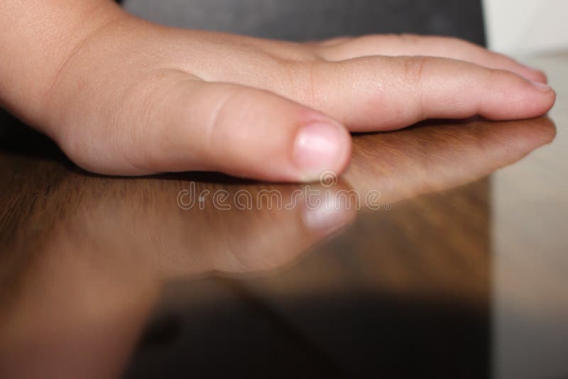 Cute Little Hands Reflection Stock Image - Image of reflection, mouth ...