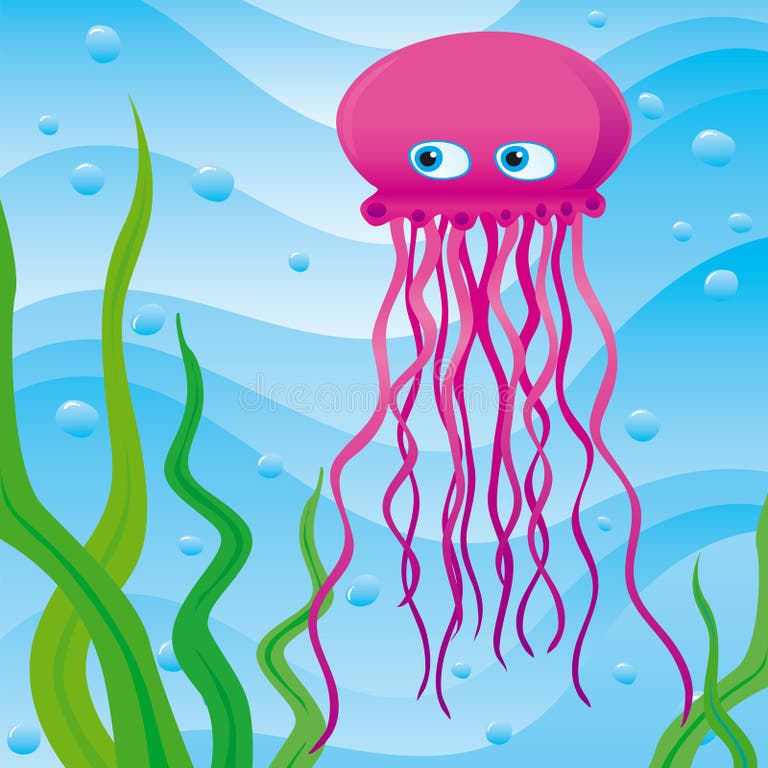 Cute Blue Little Jellyfish Cartoon Stock Illustrations – 324 Cute Blue ...