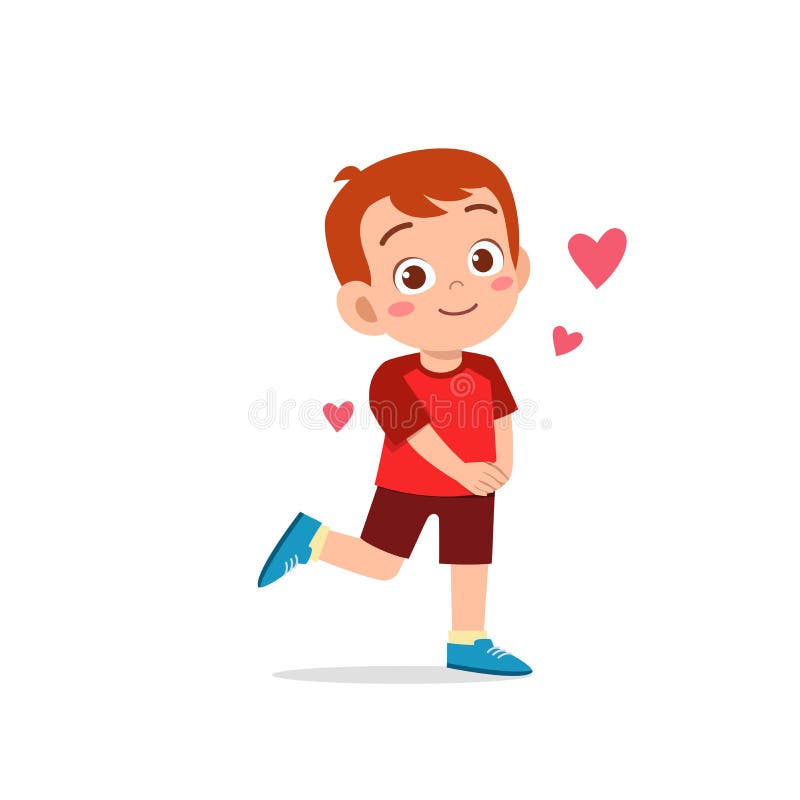 Cute Little Kid Boy Feeling Loved Expression Gesture Stock Vector ...