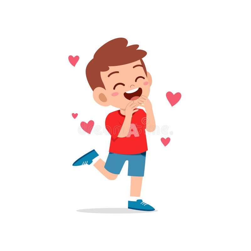Cute Little Kid Boy Feeling Loved Expression Gesture Stock Vector ...